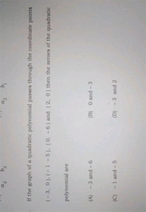 if the graph of a quadratic polynomial passes through the coordinate poin