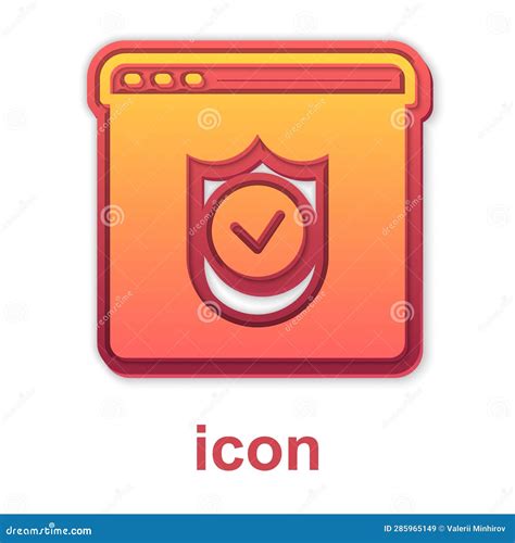 Gold Browser With Shield Icon Isolated On White Background Security