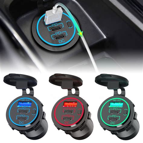 Janedream 78w Car Charger Socket 12v 24v Multiple Usb Outlet Dual Pd Usb C And Qc3 0 Ports With