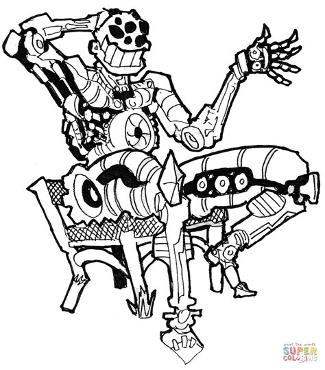 Sci Fi Robot Spider Head Coloring Page Free Printable Coloring Pages