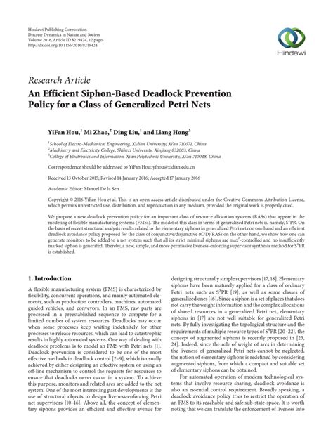 Pdf An Efficient Siphon Based Deadlock Prevention Policy For A Class