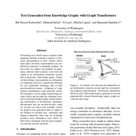 Text Generation From Knowledge Graphs With Graph Transformers Acl Anthology