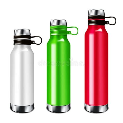 Insulated Reusable Metal Water Bottle Realistic Vector Mockup Set