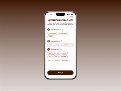 dailyui 007 food preference setting page by patrick pi on dribbble