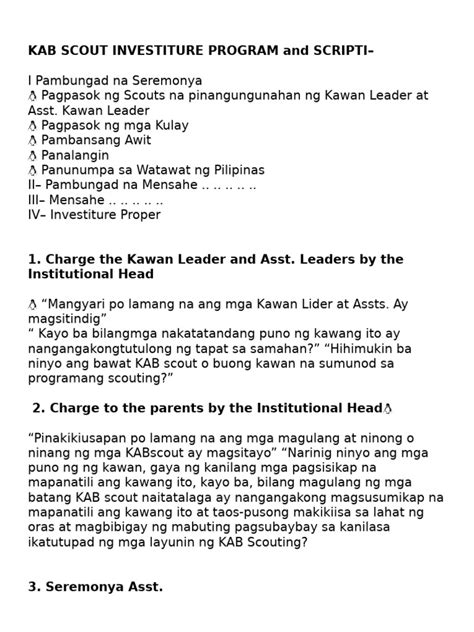 Kab Scout Investiture Program And Scripti Pdf