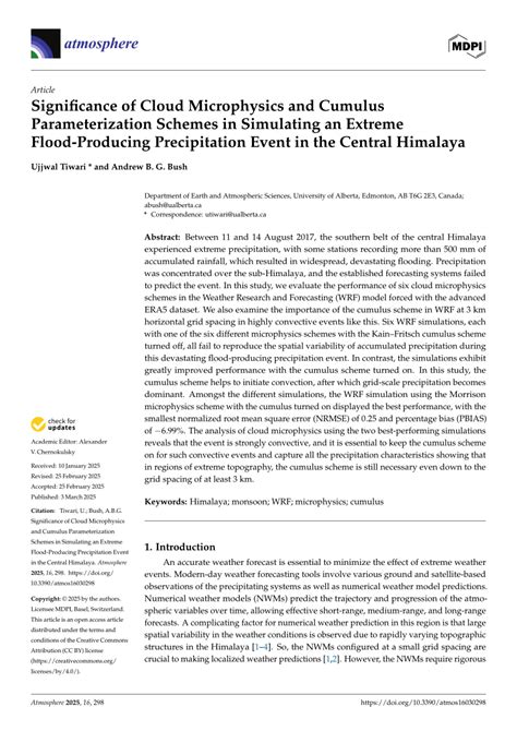 Pdf Significance Of Cloud Microphysics And Cumulus Parameterization Schemes In Simulating An