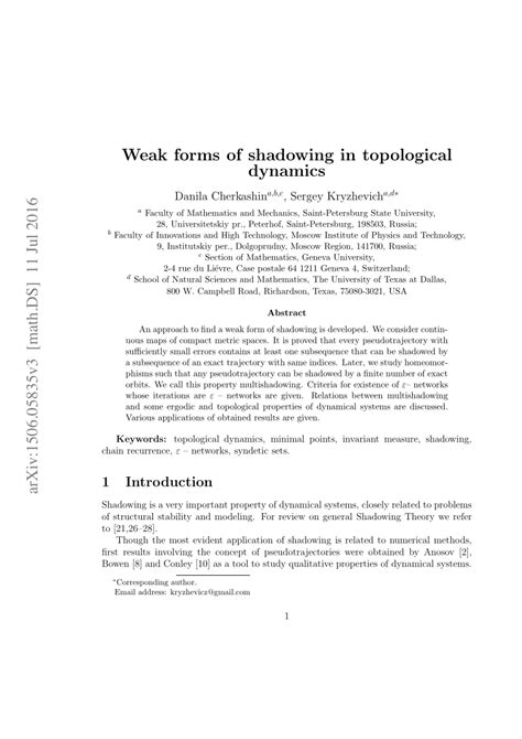 PDF Weak Forms Of Shadowing In Topological Dynamics