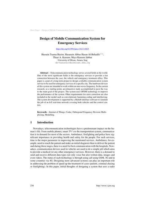 Pdf Design Of Mobile Communication System For Emergency Services