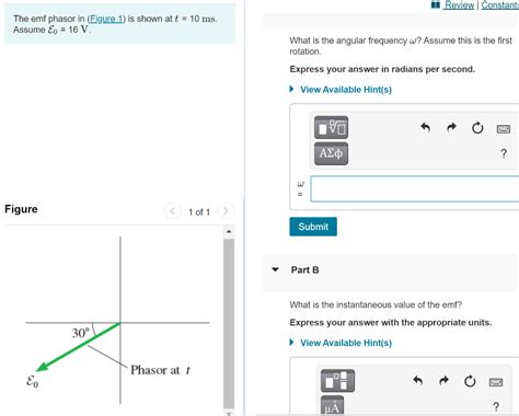 Solved Mi Review Constants The Emf Phasor In Figure 1 Is
