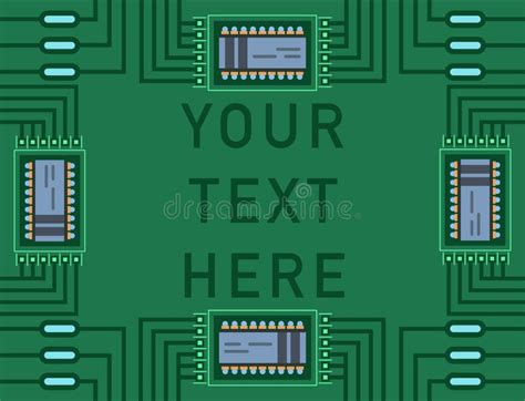Computer Ic Chip Template Microchip On Detailed Printed Circuit Board Design Abstract Background