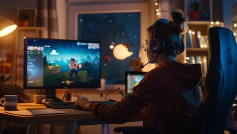 premium photo female game developer working at computer