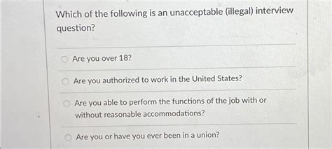 Solved Which Of The Following Is An Unacceptable Illegal Solved Which Of The Following Is An Unacceptable Illegal