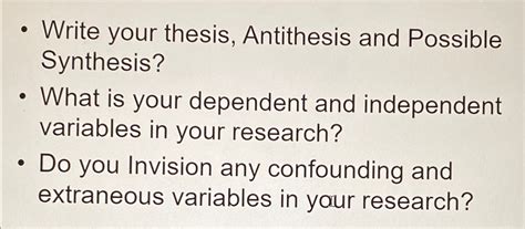 Solved -Write your thesis, Antithesis and Possible | Chegg.com