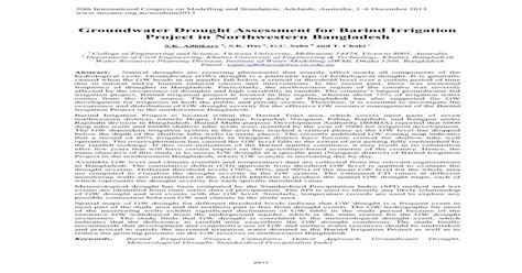 Pdf Groundwater Drought Assessment For Barind Irrigation Mssanz