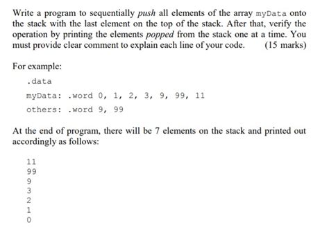 Solved Write A Program To Sequentially Push All Elements Of