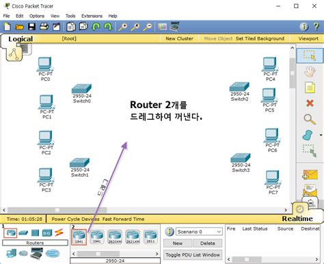 정보 보안 교육 복습 Cisco Packet Tracer 를 이용한 네트워크 구축 1