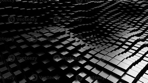 Abstract Background Of Random Black Cube Block Wave Pattern 3d