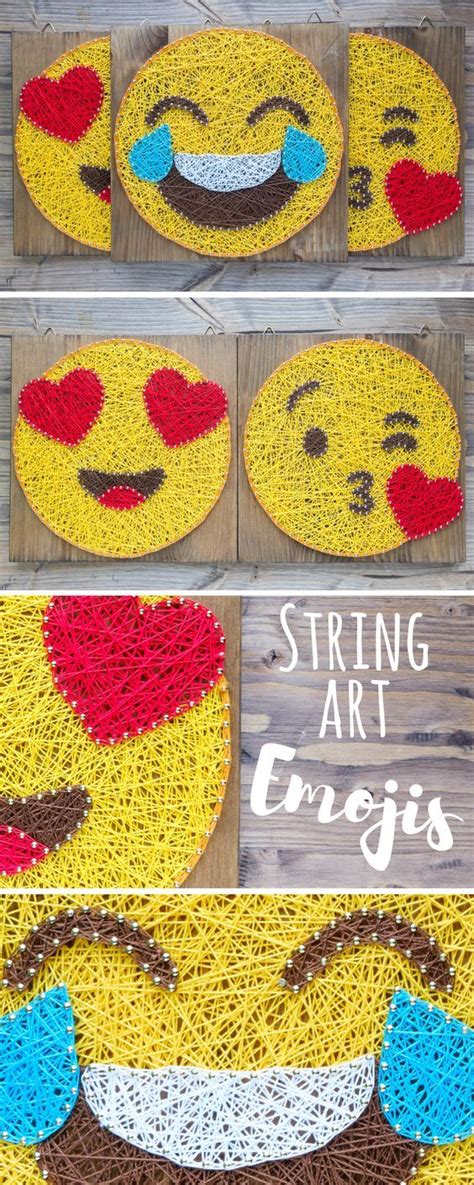 Colorful String Art Emoji Decors • Diy How To Make Tutorial Ideas