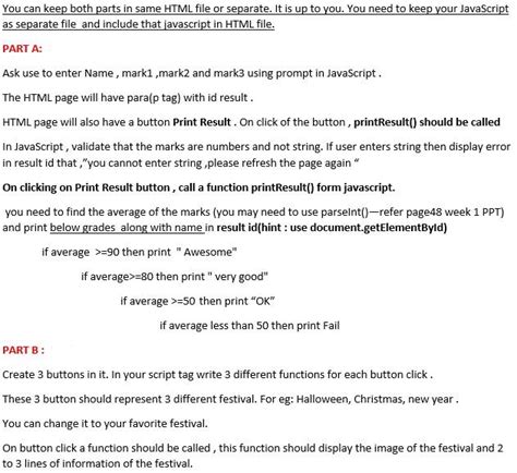 Solved You Can Keep Both Parts In Same HTML File Or Chegg Com