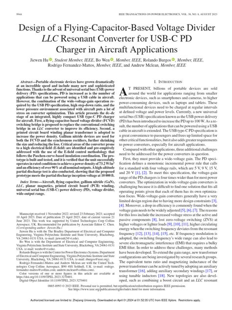 Design Of A Flying Capacitor Based Voltage Divider Llc Resonant Converter For Usb C Pd Charger