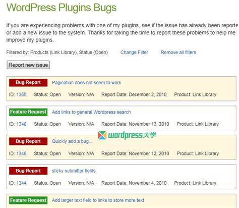 WordPress 使用 Bug Library 搭建Bug反馈系统 WordPress大学