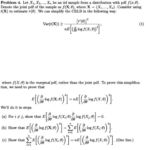 Solved Problem 4 Let X1 X2 Xn Be An Iid Sample From A Chegg Com