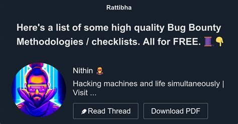 Heres A List Of Some High Quality Bug Bounty Methodologies Checklists All For Free 🧵👇