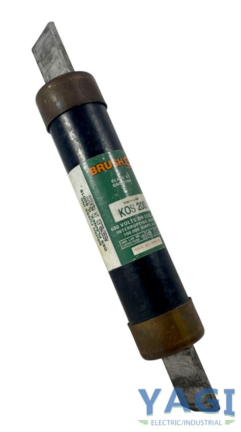 Brush Kos200 Fuse 100a 600v 10ka Class K5 One Time Fuse Yagi Electric