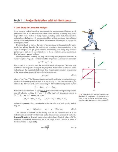 Topic 1 Projectile Motion With Air Resistance