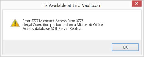 How To Fix Error 3777 Microsoft Access Error 3777 Illegal Operation