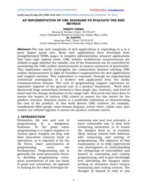 Pdf An Implementation Of Uml Diagrams To Evaluate The Size Metrics