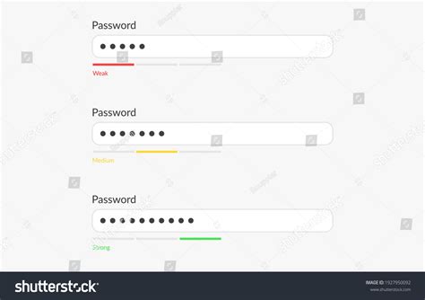 Password Weak Medium Strong Authorization Concept Stock Vector Royalty Free 1927950092