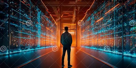Data Scientist Analyzing A Massive Dataset In A High Performance Computing Center Highlighting