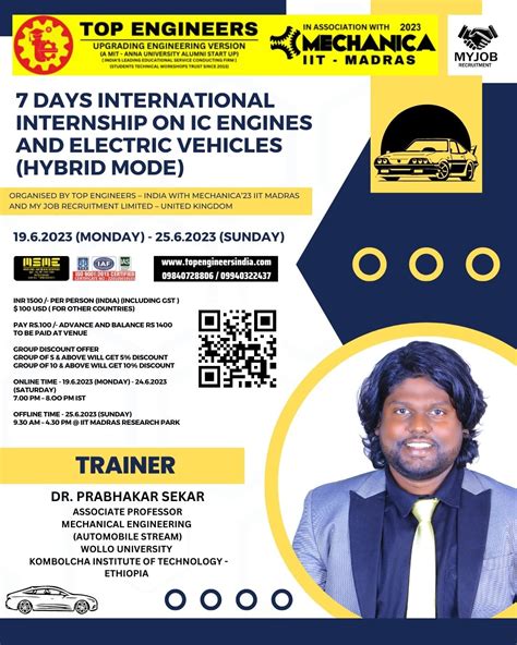 7 days international internship on ic engines and electric vehicles