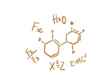 Hand Drawn Scientific And Chemical Equations Illustration With Atomic