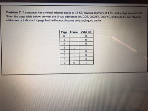 solved problem 7 a computer has a virtual address space of