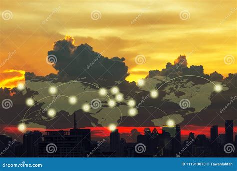 Global Digital Connection Communication Social Network Concept Stock