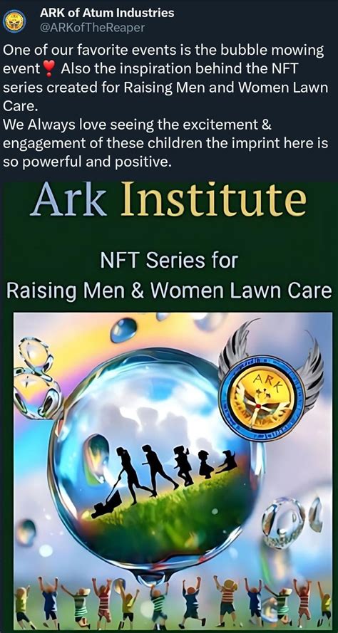 ark institute nft series for raising men and women lawn care follow