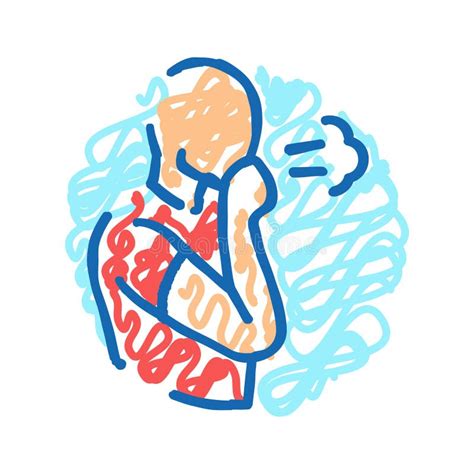 Difficulty Breathing Disease Symptom Icon Doodle Illustration Stock
