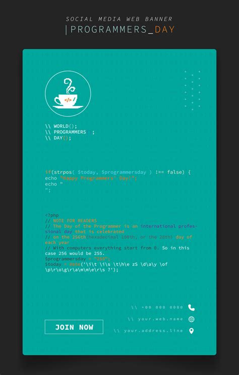 banner template in portrait design with coding text in green background