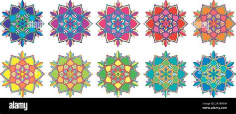 Set Of Mandala Patterns In Different Colors Illustration Stock Vector Image And Art Alamy