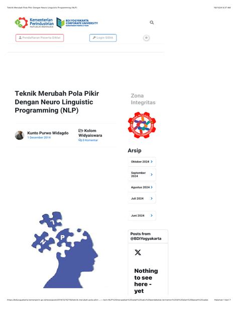 Teknik Merubah Pola Pikir Dengan Neuro Linguistic Programming Nlp Pdf