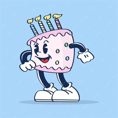 Premium Vector Birthday Cake Cartoon Character Happy Dancing With