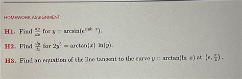 Solved Homework Assignment H1 ﻿find Dydx ﻿for