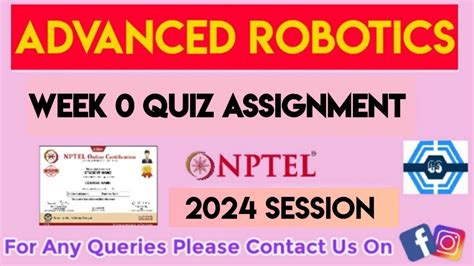 Advanced Robotics Week 0 Quiz Assignment Solution Nptel 2024 Youtube