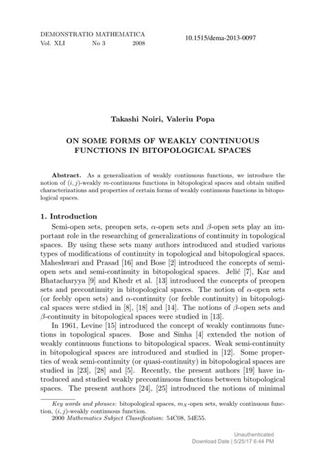 pdf on some forms of weakly continuous functions in bitopological spaces