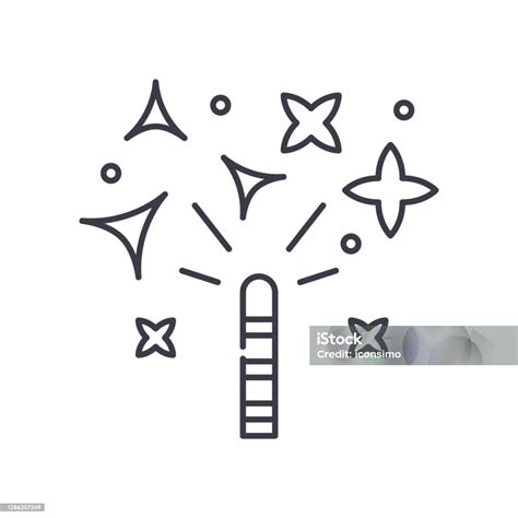 스파클러 아이콘 선형 격리 일러스트레이션 씬 라인 벡터 웹 디자인 사인 흰색 배경에 편집 가능한 스트로크가 있는 개요 개념 기호 Film Festival에 대한 스톡 벡터
