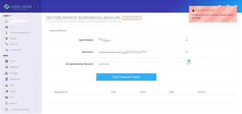 Restore Remote Incremental Backups Dont Work Bug Report Cyberpanel