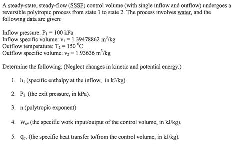 Solved A Steady State Steady Flow Sssf Control Volume