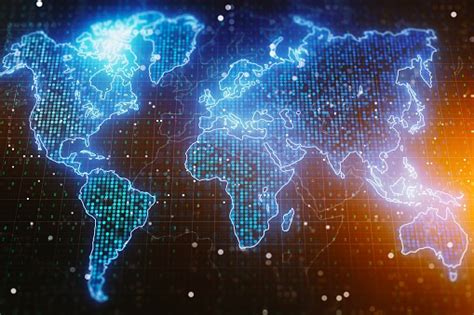 어두운 배경 빅 데이터 및 네트워킹 개념에 대한 추상그래픽 세계지도 3d 렌더링 0명에 대한 스톡 사진 및 기타 이미지 0명 3차원 형태 가상현실 Istock